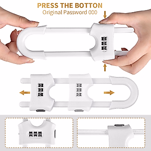 4 Pack U-Shaped Sliding Cabinet Locks Multifunctional Child Safety Lock Adjustable Baby Proof Clips for Home Cabinets Refrigerator Doors Cabinet Knobs and Window Handles