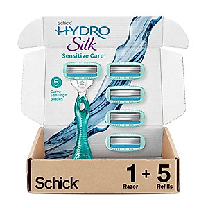 Schick Hydro Silk Sensitive Skin Razor for Women With 5 Moisturizing Razor Blade Refills