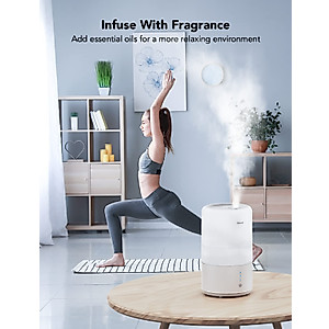 Govee Smart WiFi Humidifiers for Bedroom, Top Fill Cool Mist Humidifiers for Baby and Plants, Work with Alexa, Auto Humidity Adjustment, 24 dB Super Quiet, Essential Oil Diffuser, 24H Timer, 3L