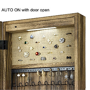 SRIWATANA Jewelry Armoire Cabinet, Solid Wood Standing Jewelry Organizer with Full Length Mirror (Carbonized Black)