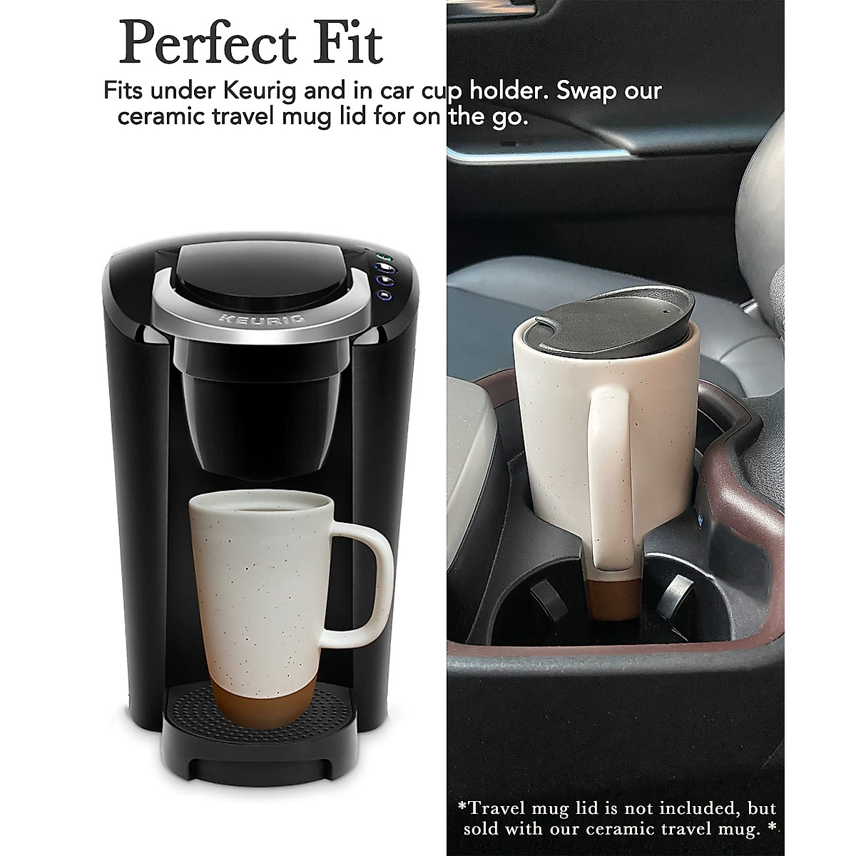 Mora Ceramics Large Tea Mug with Loose Leaf Infuser and Ceramic Lid, 18 oz, Portable, Microwave and Dishwasher Safe, Tall Coffee Cup - Rustic Matte Ceramic Glaze, Modern Herbal Tea Strainer, Deep Blue