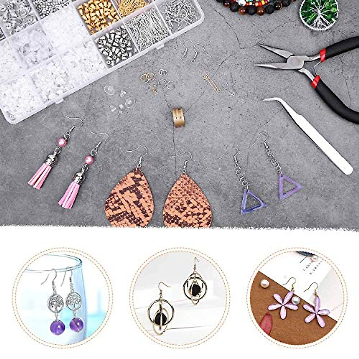 Anezus Earring Making Kit with Earring Hooks Findings, Earring Backs Posts, Jump Rings for Jewelry Making Supplies, 2320Pcs