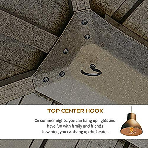 Outsunny 12' x 16' Hardtop Gazebo Canopy with Galvanized Steel Double Roof, Aluminum Frame, Permanent Pavilion Outdoor Gazebo with Netting and Curtains for Patio, Garden, Backyard, Deck, Lawn, Brown