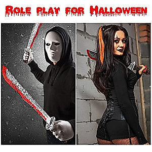 2 Pieces Halloween Butcher Knife Prop Machete Costume Prop Fake Realistic Bleeding Knife Toy for Halloween Party Zombie Costumes and Cosplay (Bloody Machete Style)