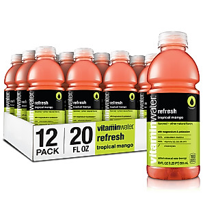 vitaminwater refresh electrolyte enhanced water w/ vitamins, tropical mango drinks, 20 fl oz, 12 Pack