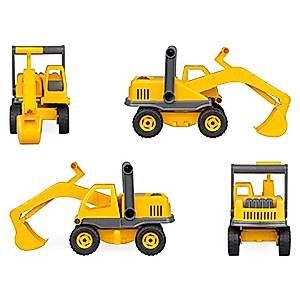 Lena Eco Active Backhoe - Durable UV-Protected Plastic & Noise-Canceling Tires, Enhances Fine Motor Skills, European Quality