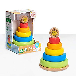 Early Learning Centre Wooden Stacking Rings, Hand Eye Coordination, Problem Solving, Kids Toys for Ages 12 Month, Amazon Exclusive