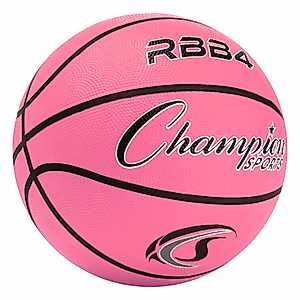 Champion Sports Rubber Intermediate Basketball, Heavy Duty - Pro-Style Basketballs, and Sizes - Premium Basketball Equipment, Indoor Outdoor - Sports Education Supplies (Size 6, Pink)