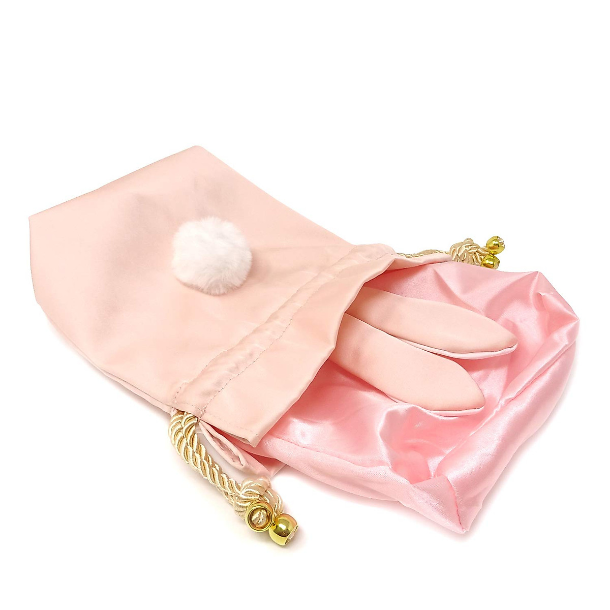 Honbay Drawstring Silk Bag Cosmetic Pouch Jewelry Bag Gift Wrapping Bag with Cute Rabbit Ear (Pink)