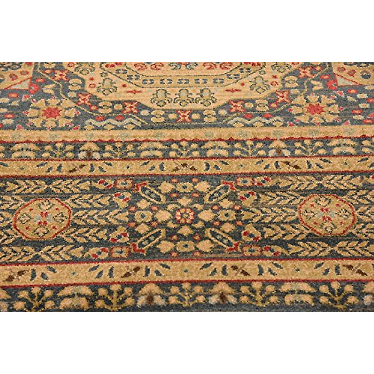 Unique Loom Palace Collection Traditional, Southwestern, Medallion, Geometric Area Rug, 9' 0" x 12' 0", Navy Blue/Tan