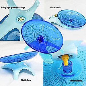 2 Pack Rat Flying Saucer Exercise Wheel & Wood Bridge Rainbow Climb - Durable ABS Plastic Running & Jogging Running Silent Spinner - for Mouse Hedgehog Chinchilla Pets Mice Hamsters Gerbil Cage Toy