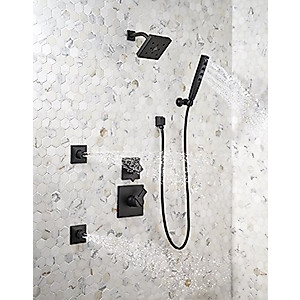 Delta Faucet 5-Spray Touch-Clean H2Okinetic Wall-Mount Hand Held Shower with Hose, Matte Black 55140-BL
