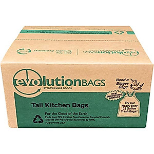 **NEW** Evolution Trash Bag Tall Kitchen DRAWSTRING, 100 bags/box, made with 70% CERTIFIED PCR material