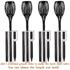 4PCs Solar Torch Lights Outdoor, 43 inch 96 LED, Waterproof Landscape Garden Pathway Light with Vivid Dancing Flickering Flames, with Auto On/Off Dusk to Dawn, for Christmas Lights Decoration