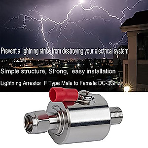 Lightning Arrestor F Male to F Female DC-3GHz 75 ohm Cellular 2G 3G 4G LTE CATV Satellite with 90V Gas Tube Surge Arrester (Lightning Arrester F Male to Female)