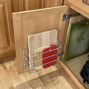 Evelots Cutting Board/Wrap/Foil/Wax Paper Storage Rack-Wall/Door Mount-White