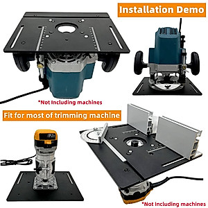 Aluminium Router Table Insert Plate - Woodworking Bench Bakelite Milled Table Top with Sliding Track Fence and Miter Gauge (Aluminum Fence Silvery Gauge)