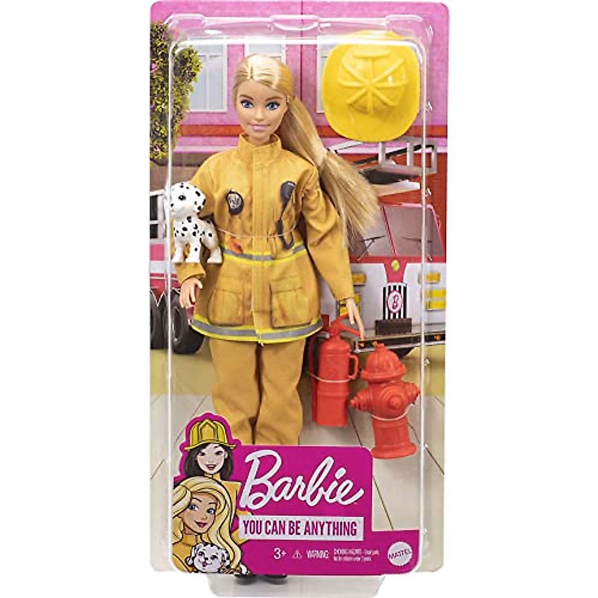 Barbie Careers Doll & Playset, Firefighter Playset with Blonde Fashion Doll, 1 Puppy Figure, Furniture & Accessories (Amazon Exclusive)