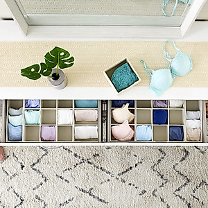 Household Essentials Cream Narrow Deep Drawer Organizer Boxes for Storage | 2pc Set