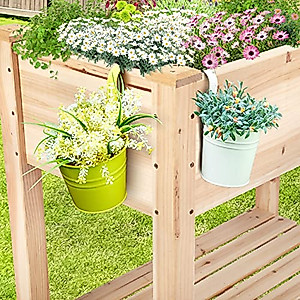 Yaheetech Raised Garden Bed Planter Box with Legs & Storage Shelf Wooden Elevated Vegetable Growing Bed for Flower/Herb/Backyard/Patio/Balcony 34x18x30in