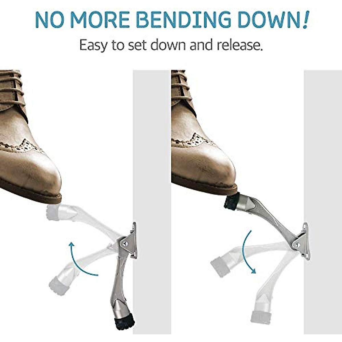 CG PLUS Door Stopper, Kick Down Door Stops for Heavy Doors, with Rubber Tip and Spring Lever, Adjustable, Easy to Set Down and Release, 4-Inch, for Wide Doors (4inch x 2pack, Black)