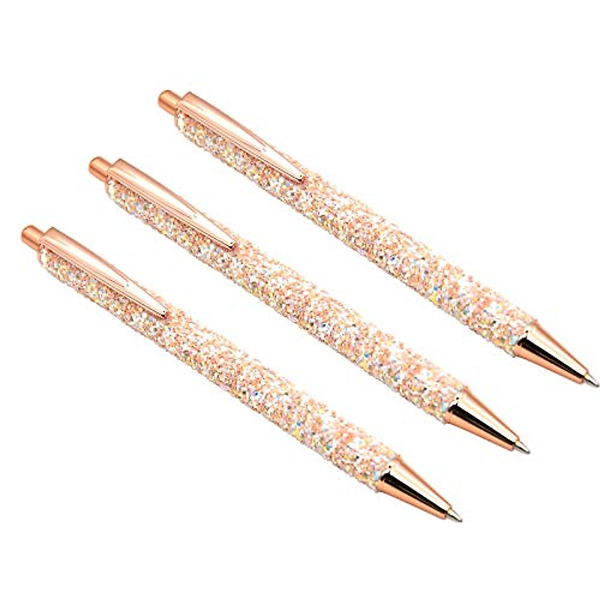 Gullor 5PCS Ballpoint Pens, Glitter Click Ball Pens, Black Ink Medium Point 1mm, for Office Supplies Gift Wedding Birthday, Gold