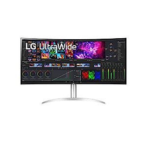 LG 40WP95C-W 40” UltraWide Curved WUHD (5120 x 2160) 5K2K Nano IPS Display, DCI-P3 98% (Typ.) with HDR10, Thunderbolt 4 with 96W PD, 3-Side Virtually Borderless Design Tilt/Height/Swivel Stand