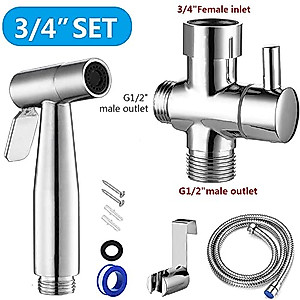 ifgswopq Handheld Toilet Bidet Sprayer Set Kit Stainless Steel Hand Bidet Faucet for Bathroom Hand Shower Head Self Cleaning (Color : EU Set (3-4)) (EU Set (3 4))