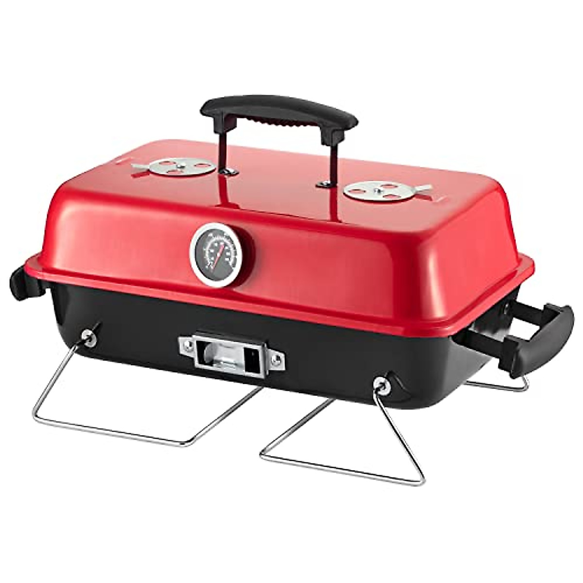 Portable Charcoal Grill, Tabletop Outdoor Barbecue Smoker, Small BBQ Grill for Outdoor Cooking Backyard Camping Picnics Beach by DNKMOR RED