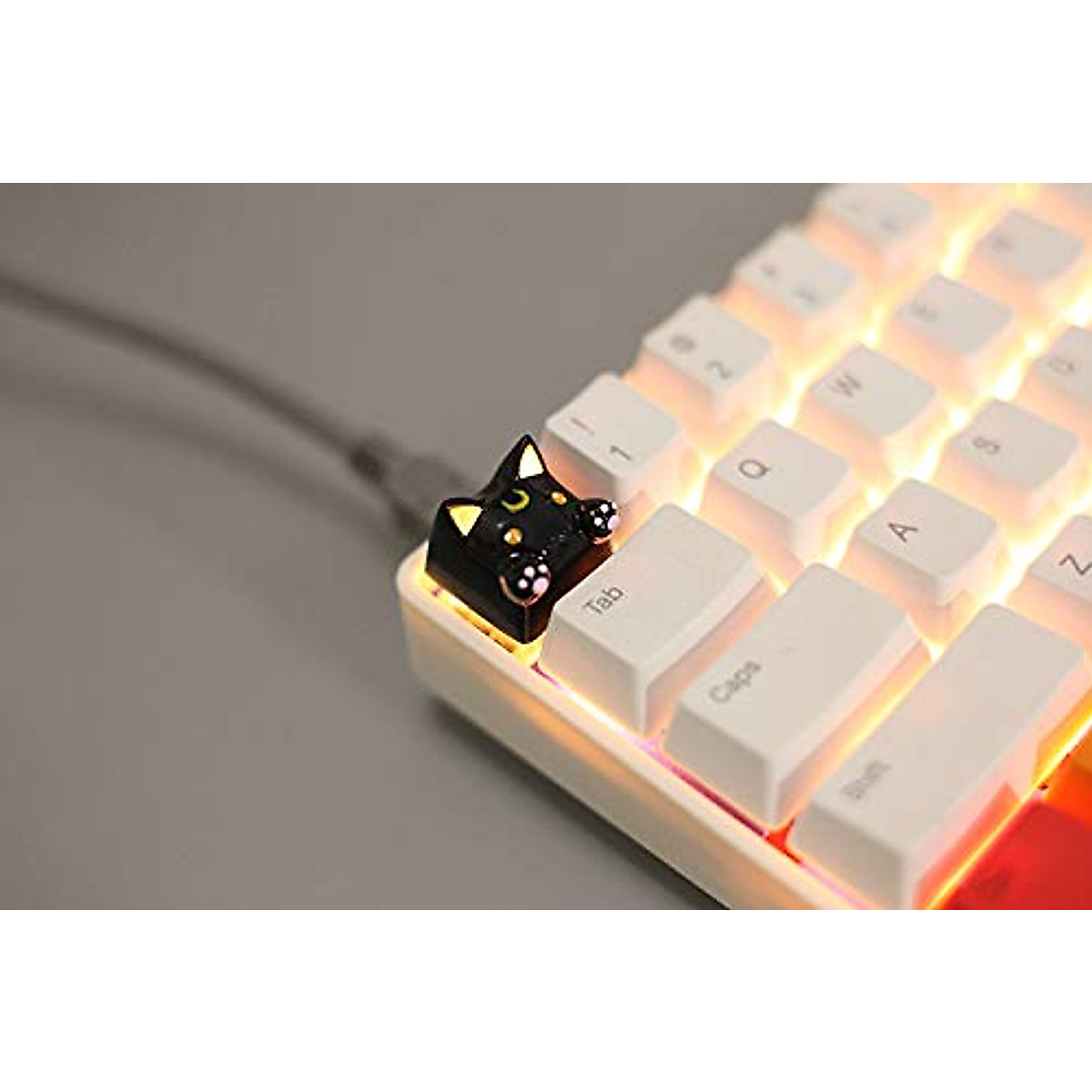 HFSECURITY 3D Resin White Purple Pink Black Cute Cartoon Cat Design Backlit Keycaps for Cherry Mx Switch Mechanical Gaming Keyboard (Blackcatkeycap)
