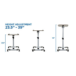 Mount-It! Rolling Desk Adjustable Height, Portable Standing Desk, Mobile Laptop Cart, Small Heavy-Duty with Wheels, Height Adjustable Tilting Bedside Sofa Couch Recliner Tray, Music Stand (MI-7946)