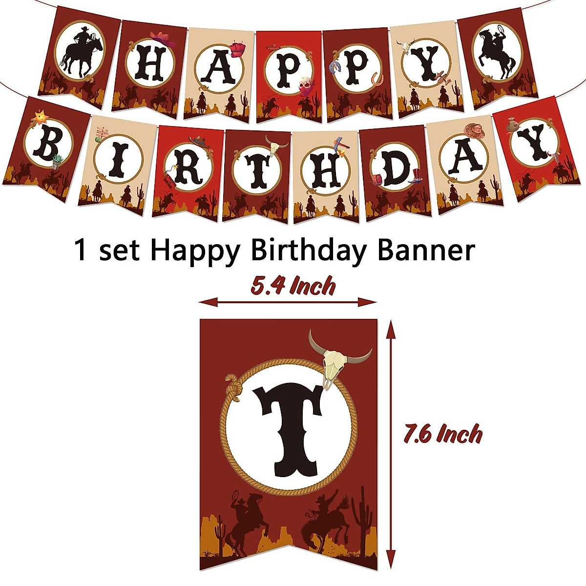 Western Cowgirl Party Supplies Including Horse Theme Happy Birthday Banner, Horse Hanging Swirls, Cake Toppers, Horse Balloon and Horse-Shaped Balloons for Horse Racing Party Retro Horse Rodeo Party