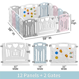 Baby Playpen Kids Activity Centre Safety Play Yard Home Indoor Outdoor New Pen (multicolour) (White) (Macarons Classic Set 14 Panel)