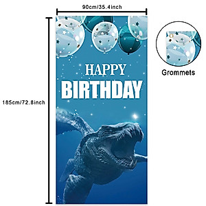 Mosasaurus Dinosaur Banner Backdrop Photo Booth Props Realistic Reptilia Animal Water Dino UnderSea Monster Theme Decor for Safari Wild One 1st Birthday Party Baby Shower Favors Supplies Decorations