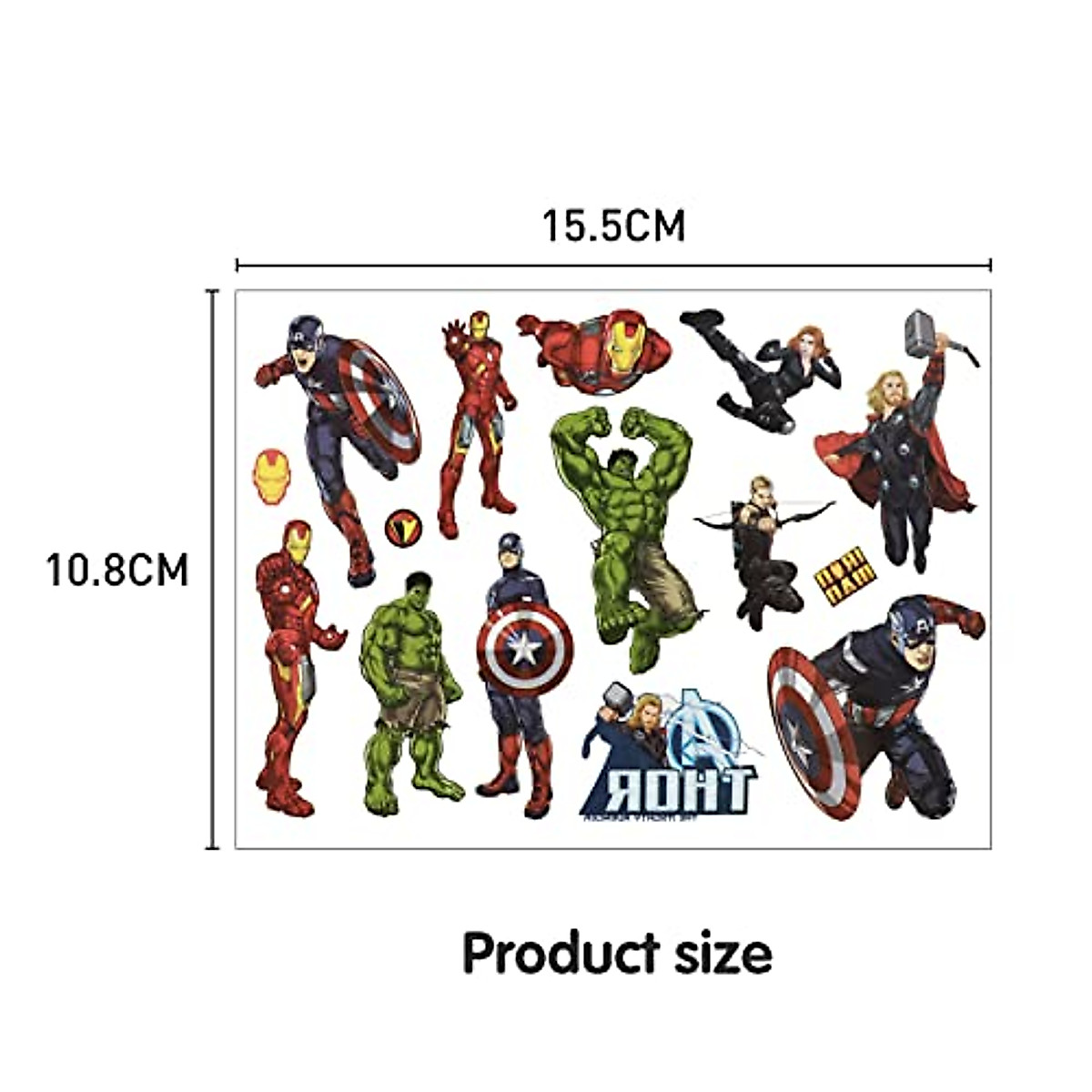 8 Sheets Superhero Temporary Tattoos Stickers for Kids Boys Girls Birthday Party Supplies Favors