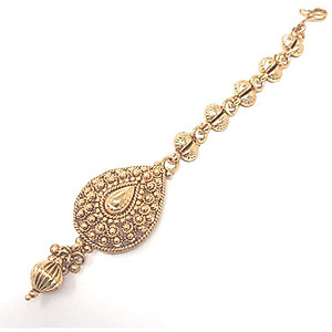 Indian Forehead Traditional Gold Plated Handmade Maang Tika Party Dance Hair Headpiece For Women Girls - Duel On Jewel