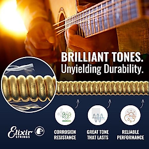 Elixir Strings, Acoustic Guitar Strings, Phosphor Bronze with NANOWEB Coating, Longest-Lasting Rich and Full Tone with Comfortable Feel, 6 String Set, 3 Pack, Custom Light 11-52