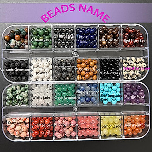 CHCCOYE 4mm Natural Round Stone Beads Gemstone Beading Loose Gemstone Beads DIY Smooth Beads for Bracelet Necklace Earrings Jewelry Making (4mm Stone Beads 600pcs, 24Colours)