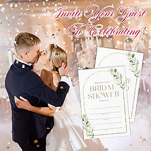 luixd Bridal Shower Invitations, Golden Arch & Greenery, 25 Invites With Envelopes, Fill In Style Invites For New Couples, Mr & Mrs Celebration, Party Favor & Supplies - A11