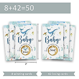skuhyyg 50 Baby Shower Scratch Off Game, Ocean Neutral Boy Gir Theme Lucky Draw Card, Party Activities, Decorations, and Supplies