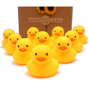 50-Pieces Float & Squeak Mini Rubber Duck Baby Bath Ducky Sound Shower Toys for Kids, Mini Round Eye Rubber Ducks Baby Shower Toy for Toddlers Boys Girls