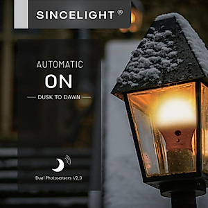 Dusk to Dawn LED Bulb with Dual DayLight Sensor · ON/OFF Automatic Depends On DayLight Level · 9 Watt · 3000K Warm White · Edison Screw E26 · 2 Pack