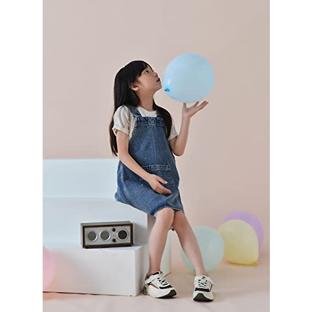 Vanoker Kids Denim Cotton Canvas Cross Back Aprons Kitchen Garden Square Children Pure Child Smock with Pocket for Baking Paint Cook (Blue, M)