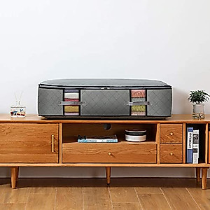 CROWN Under Bed Storage Bags (2 Pack) 8" Height| 90L, 38"x17" Clothes Organizer | Underbed Storage | Blanket Storage | Under the Bed Storage | Bedroom Organization Storage | Underbed Storage Container