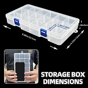 DUOFIRE Plastic Organizer Container Storage Box Adjustable Divider Removable Grid Compartment for Jewelry Beads Earring Tool Fishing Hook Small Accessories(18 grids, White X 2)