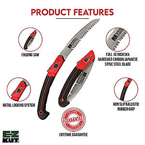 EZ KUT Wow Folding Saw 10 Inch - Foldable Hand Saw for Trees and Wood Cutting Folding Camping Saw Small - Folding Pruning Saw for Tree Trimming Pruning Knife Folding Bone Saw Hunting Pocket Saw Steel