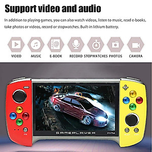 CZT New 5.1-inch Handheld Game Console Built-in 9100 Games Multiple simulators Game can be archived mp3/mp4 DV/DC E-Book Recorder Rechargeable Lithium Battery (Yellowred)