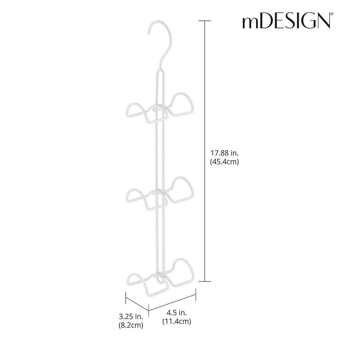 mDesign Metal Wire Over The Closet Rod Hanging Storage Organizer Hanger for Storing and Organizing Purses, Backpacks, Satchels, Crossovers, Handbags - 2 Pack - White