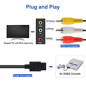 SNES Power Supply and AV Cable, AC Power Cord and Audio Video RCA AV Cable Compatible with Super Nintendo, SNES Power Adapter & AV Cord Bundle Set