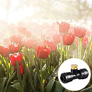 Misting Nozzles Kit Include Water Misting Nozzle Tees Thread 1/4 Inch and Brass Orifice Nozzle with Black Plug for Outdoor Spray Cooling System (72 Pieces in Total)